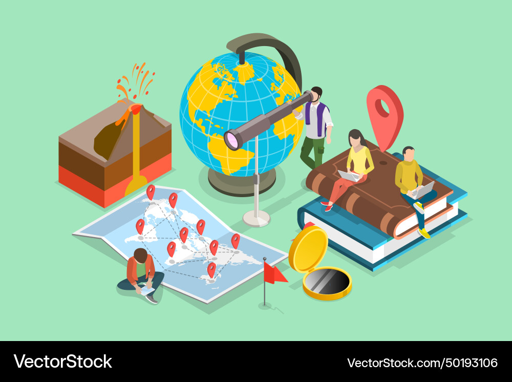 3d isometric flat of geography Royalty Free Vector Image