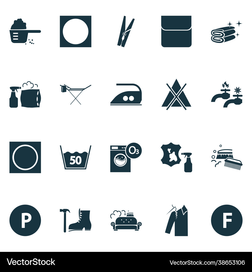 Clothes icons set with peg clean towers Royalty Free Vector