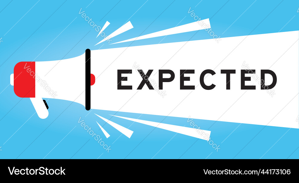 Color megaphone icon with word expected in white Vector Image