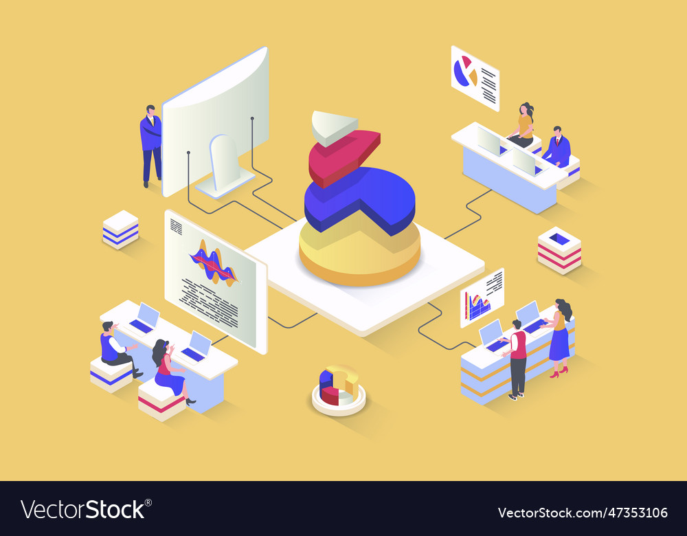 Data analysis concept in 3d isometric design Vector Image