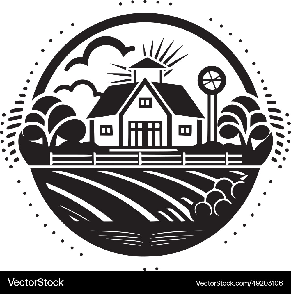 Farm - black and white isolated icon Royalty Free Vector