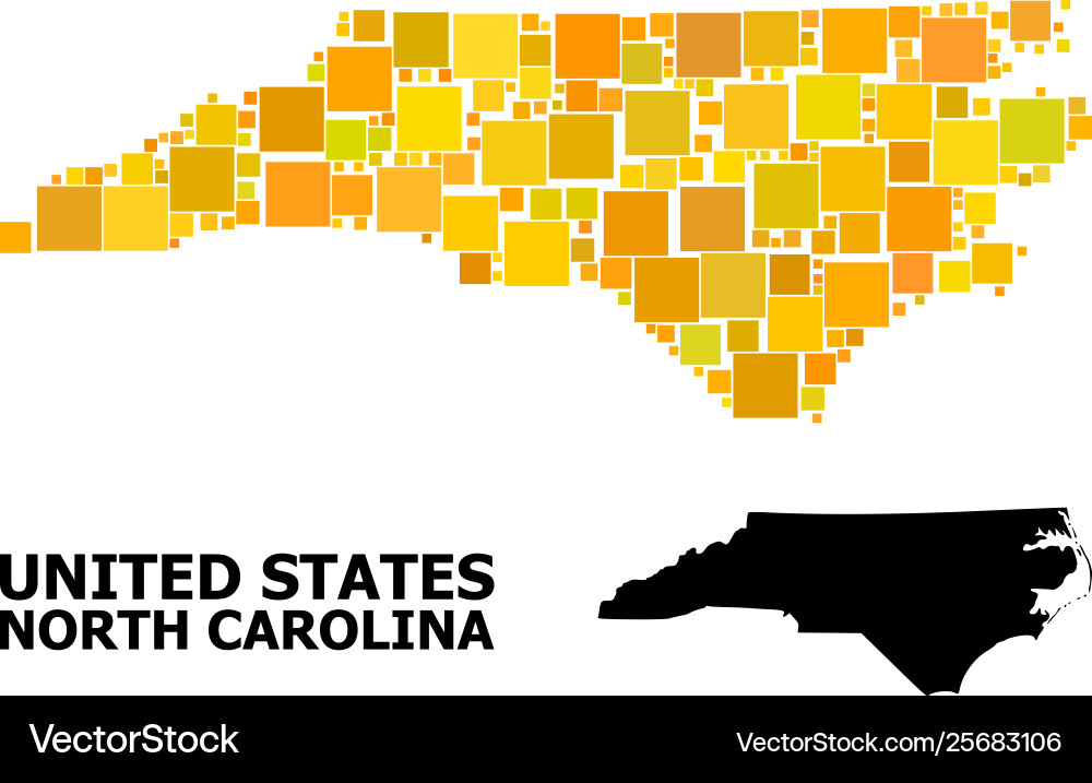 Golden square mosaic map north carolina state Vector Image