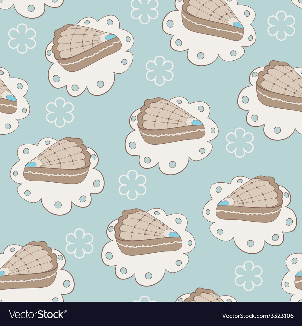 Hand drawn portion of cakes seamless pattern Vector Image
