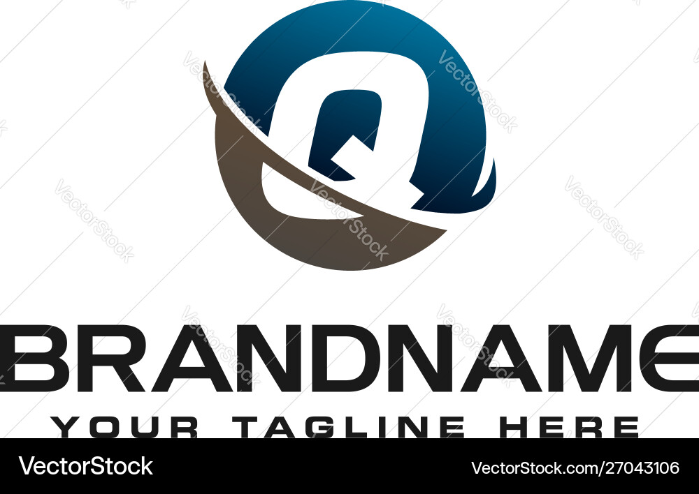 Initial q technology swoosh company letter logo Vector Image