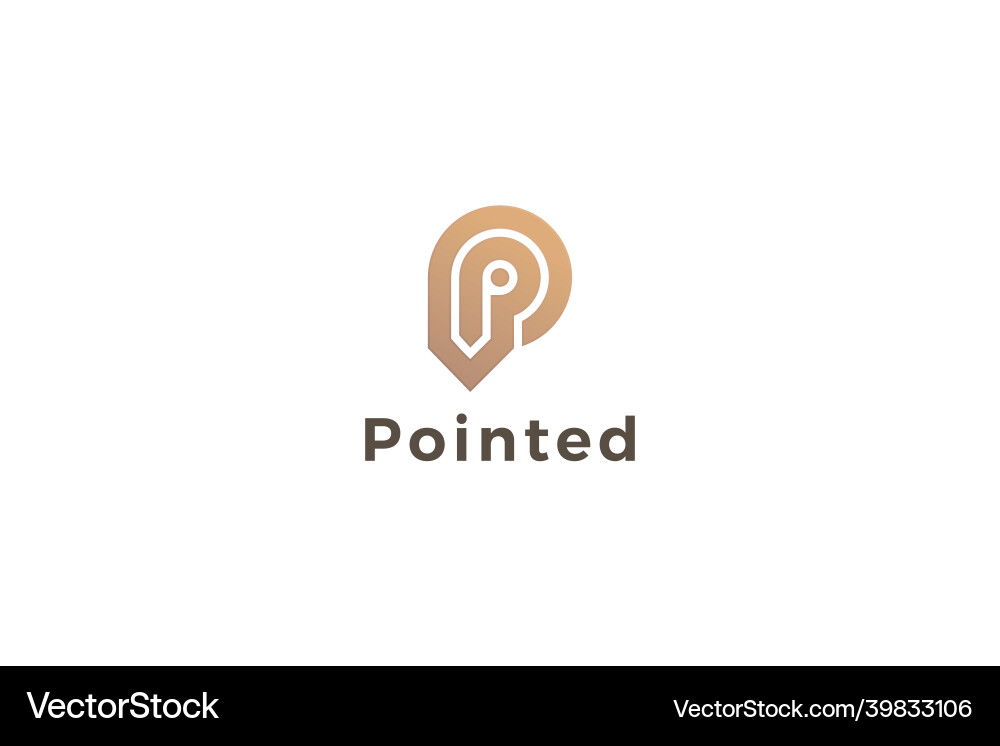 Letter p golden colour creative pointed logo Vector Image