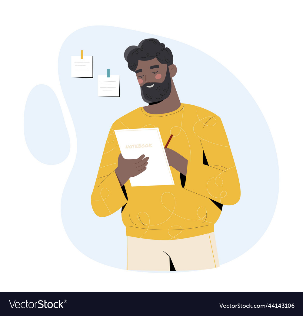 Man write notes Royalty Free Vector Image - VectorStock