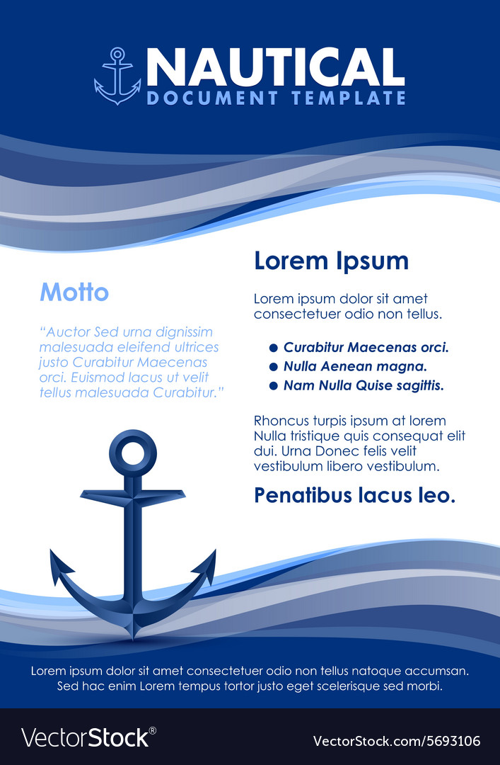 Nautical document template Royalty Free Vector Image