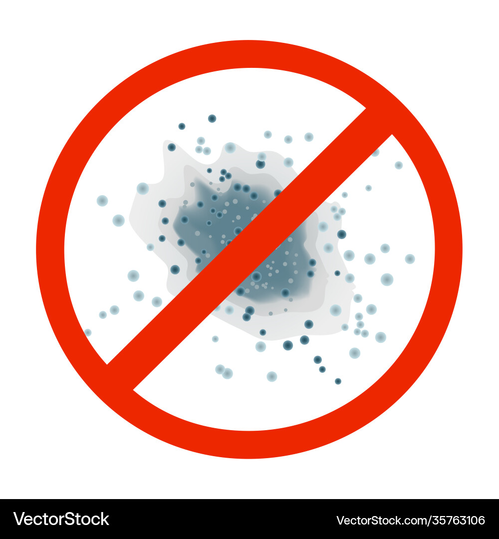 Kein Schimmelzeichen isoliert auf weißem Hintergrund