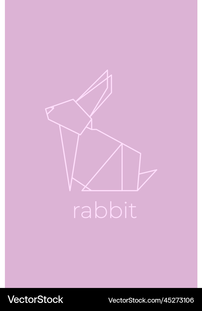 Rabbit origami abstract line art logo Royalty Free Vector