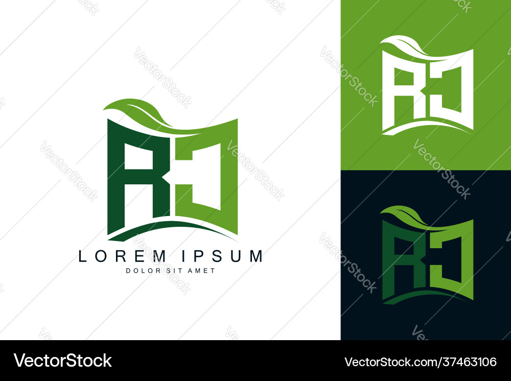 Rj monogram leaf logo natural organic premium Vector Image