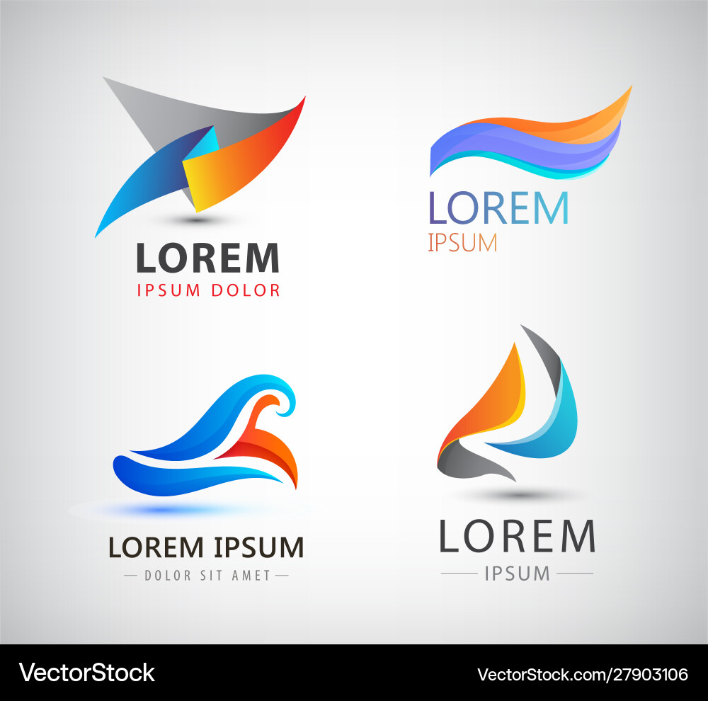 Set abstract shapes logos icons isolated Vector Image