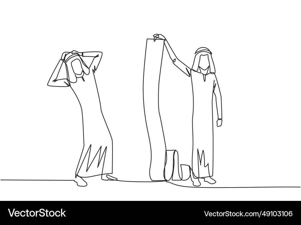 Single one line drawing arabian businessman is Vector Image