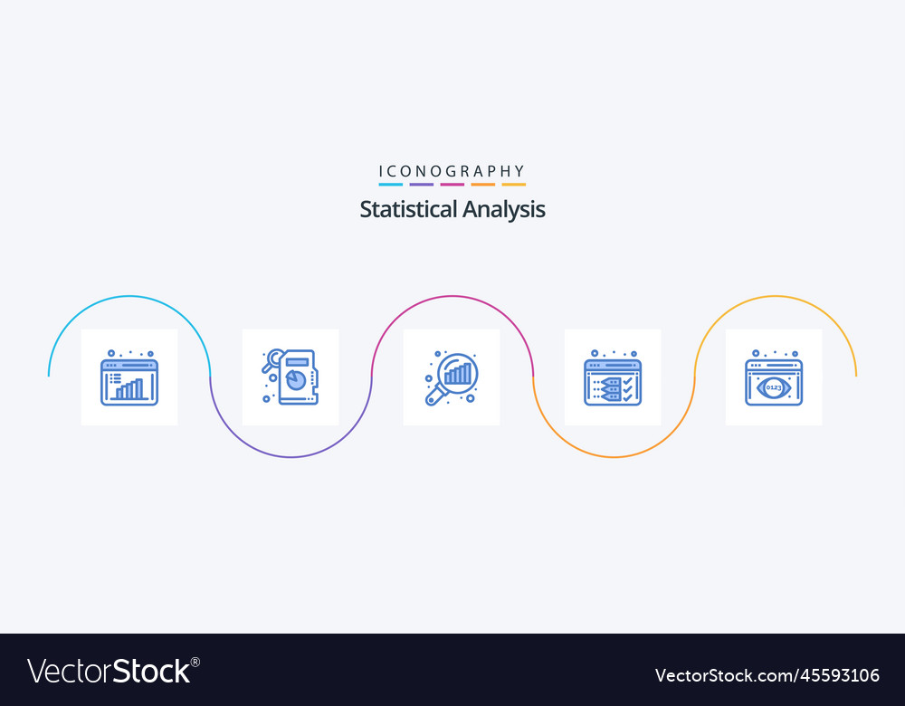 Statistical analysis blue 5 icon pack including Vector Image