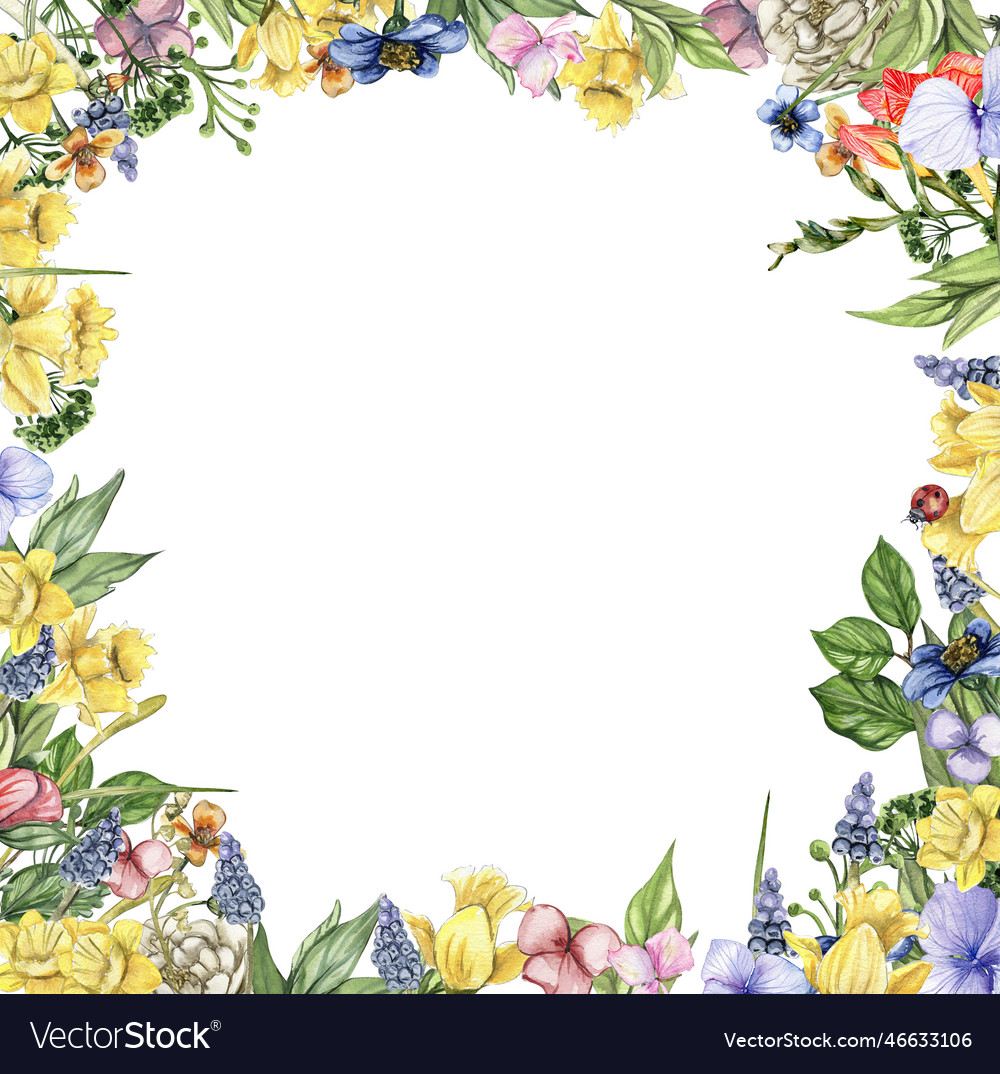 Watercolor hand drawn spring garden full Vector Image