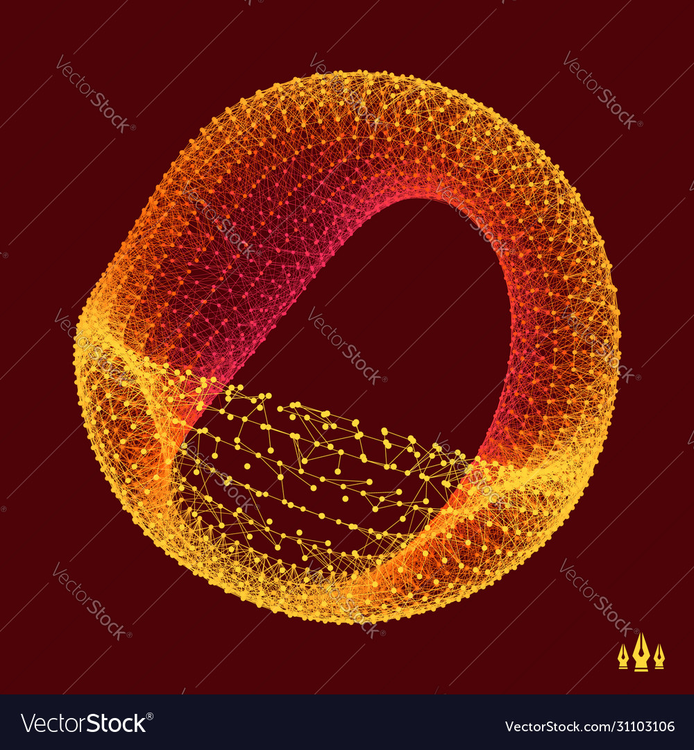 Wireframe object with lines and dots geometric Vector Image
