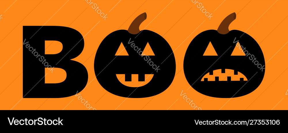 Word boo text set with smiling sad black pumpkin Vector Image