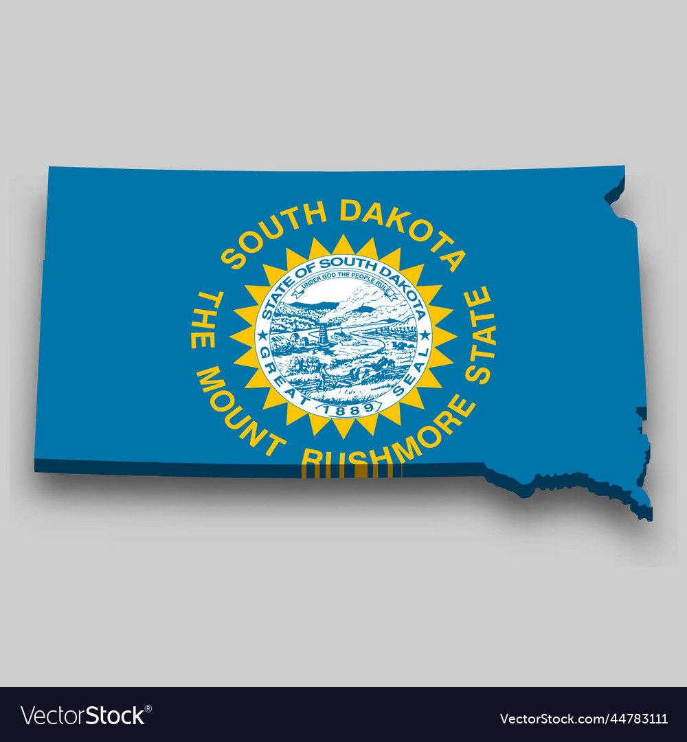 3d isometric map of south dakota is a state Vector Image