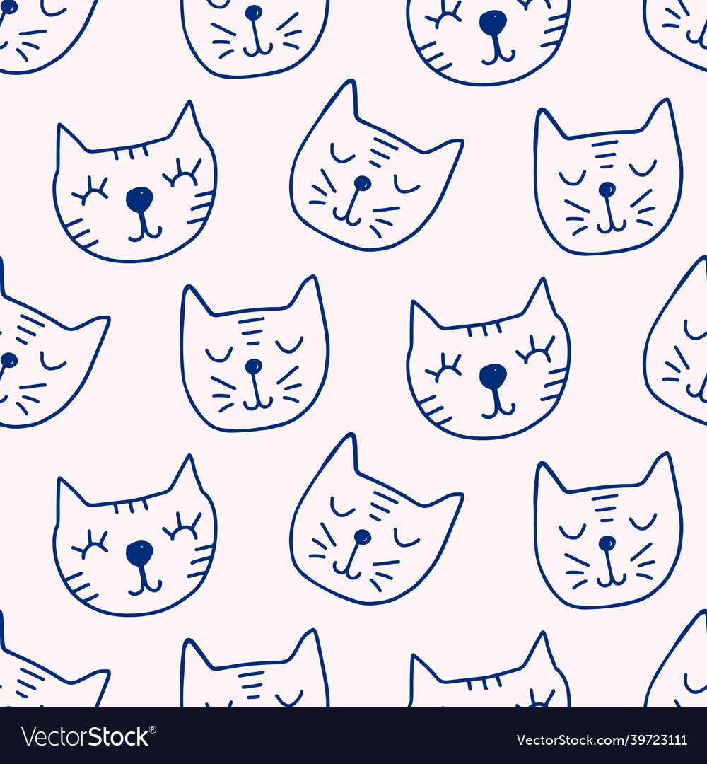 Cat faces seamless pattern Royalty Free Vector Image