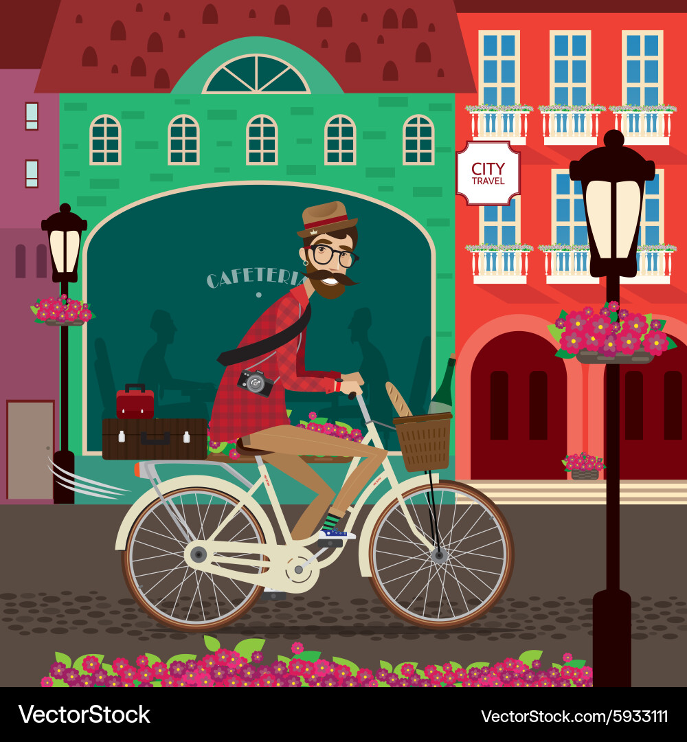 City travel by bicycle Royalty Free Vector Image