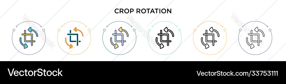 Crop rotation icon in filled thin line outline Vector Image