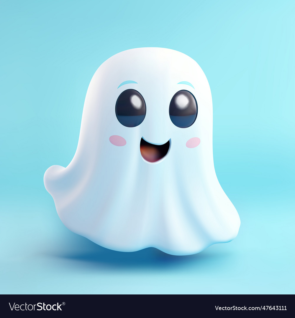 Cute 3d funny ghost eps10 Royalty Free Vector Image