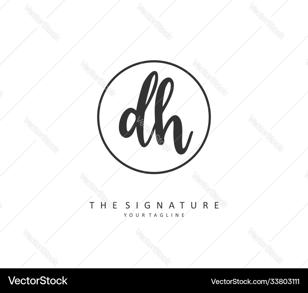 D h dh initial letter handwriting and signature Vector Image