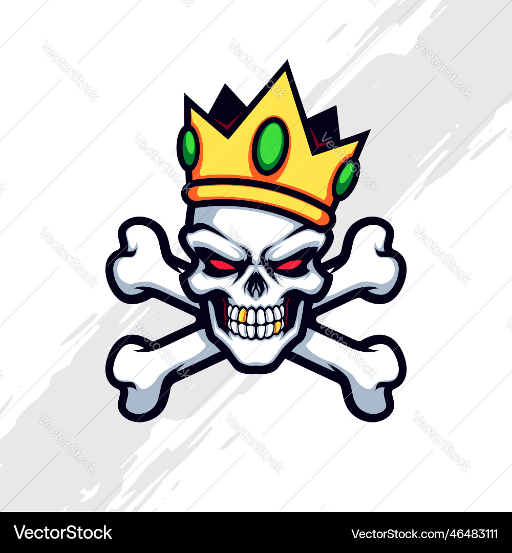 Dead king crossbone symbol mascot logo Royalty Free Vector