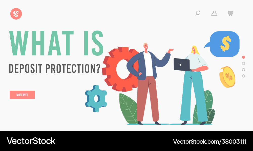 Deposit protection landing page template Vector Image