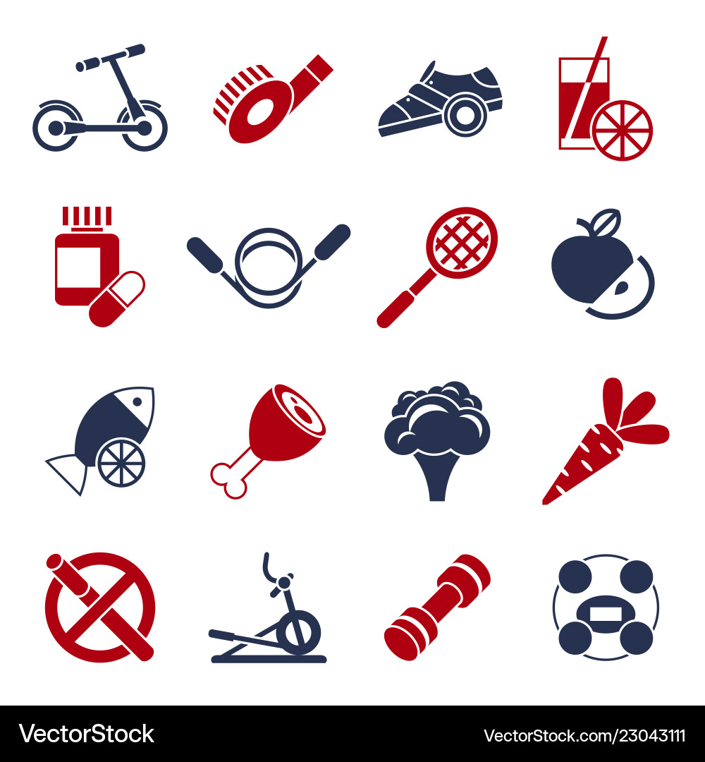 Digital healthy activity lifestyle icons Vector Image