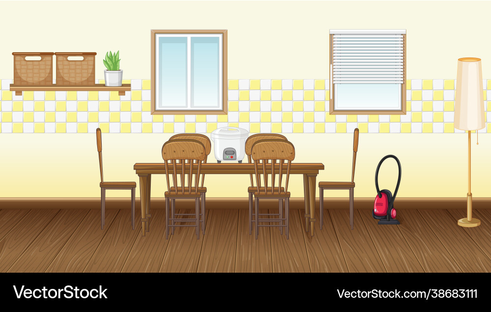 Dining room interior design with furniture Vector Image
