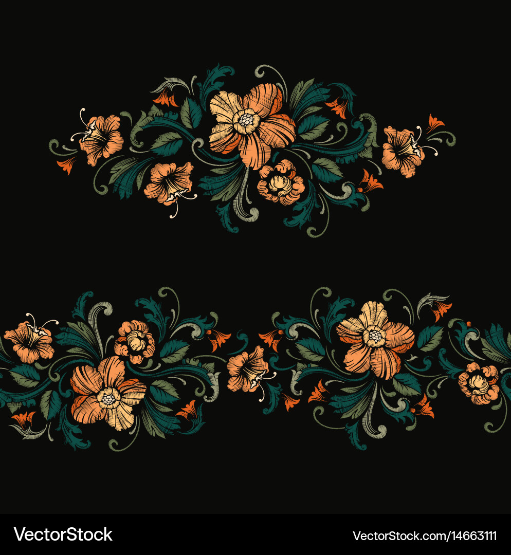 Embroidery design in baroque style seamless Vector Image
