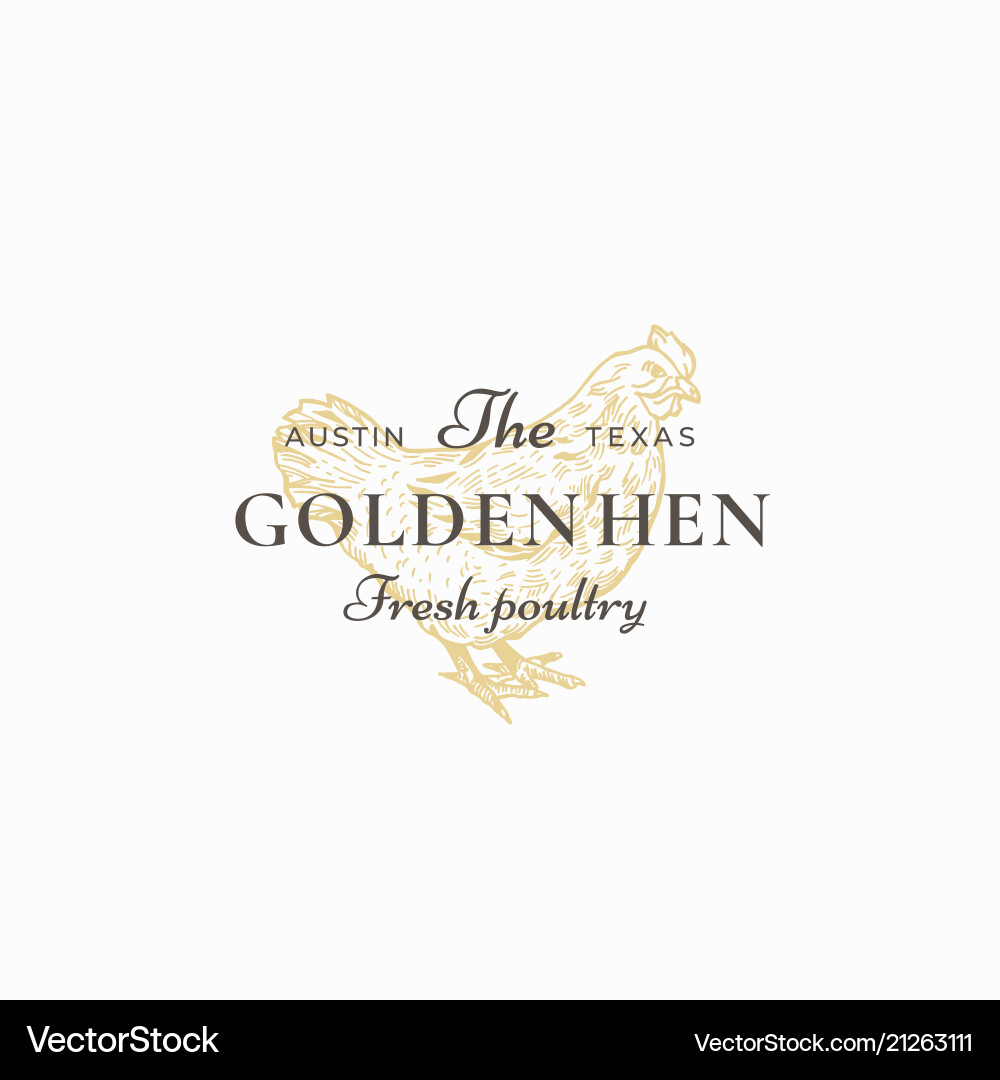 Golden hen poultry abstract sign Royalty Free Vector Image