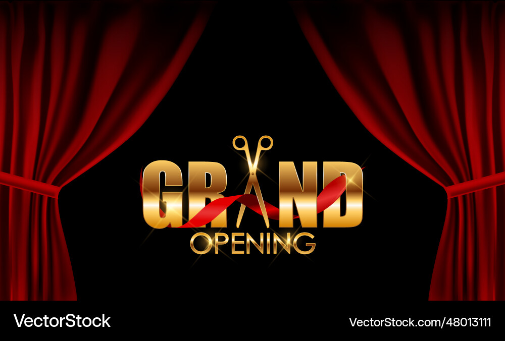 Grand opening card with ribbon background Vector Image