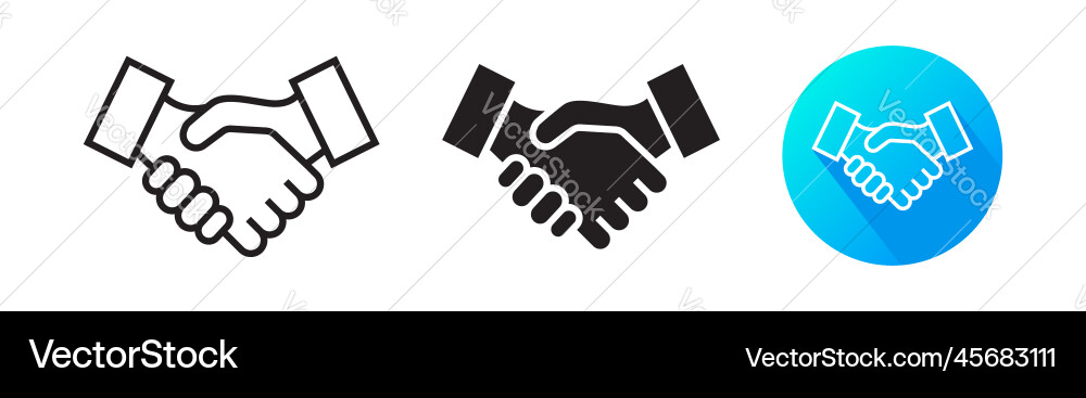 Handshake business flat line colorful icon set Vector Image