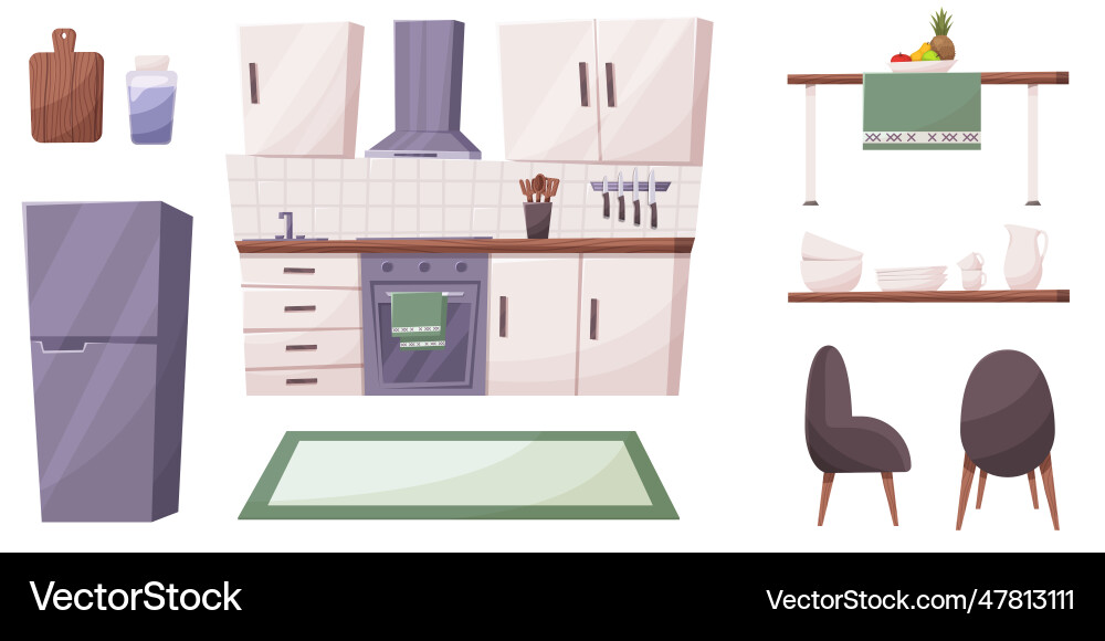 Kitchen room furniture Royalty Free Vector Image