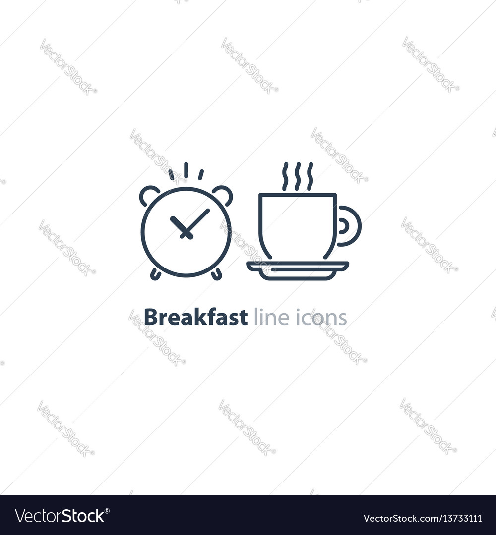 Morning tea cup icon alarm clock breakfast coffee Vector Image