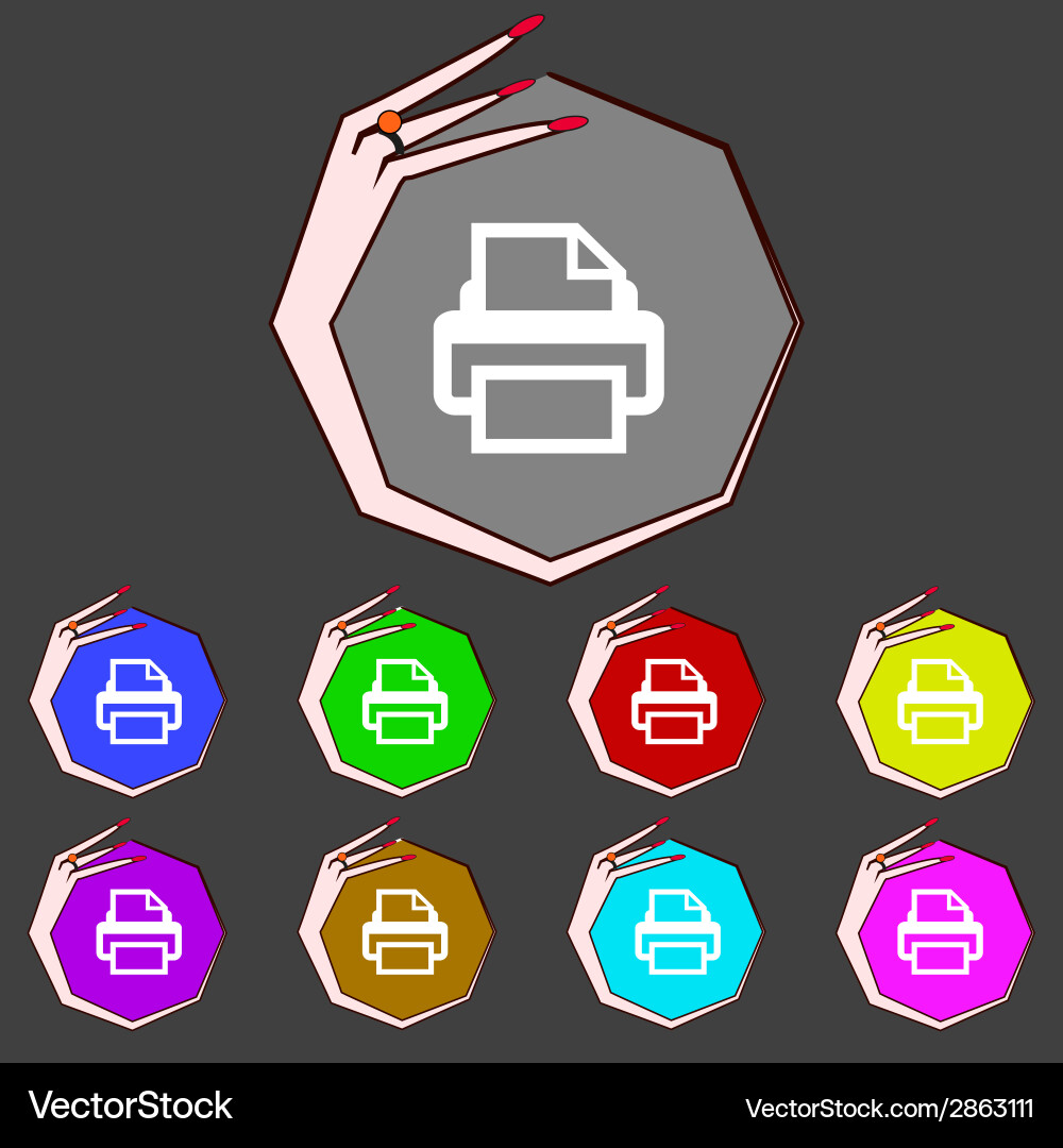 Print sign icon printing symbol set colourful Vector Image