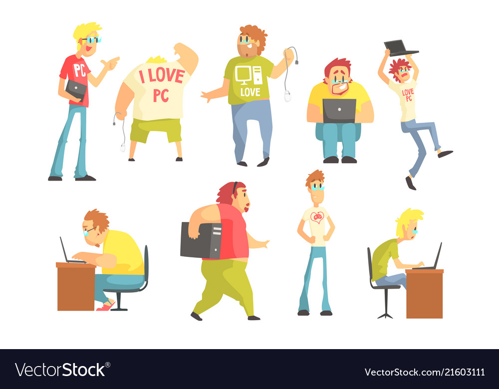 Professional programmers funny characters set Vector Image