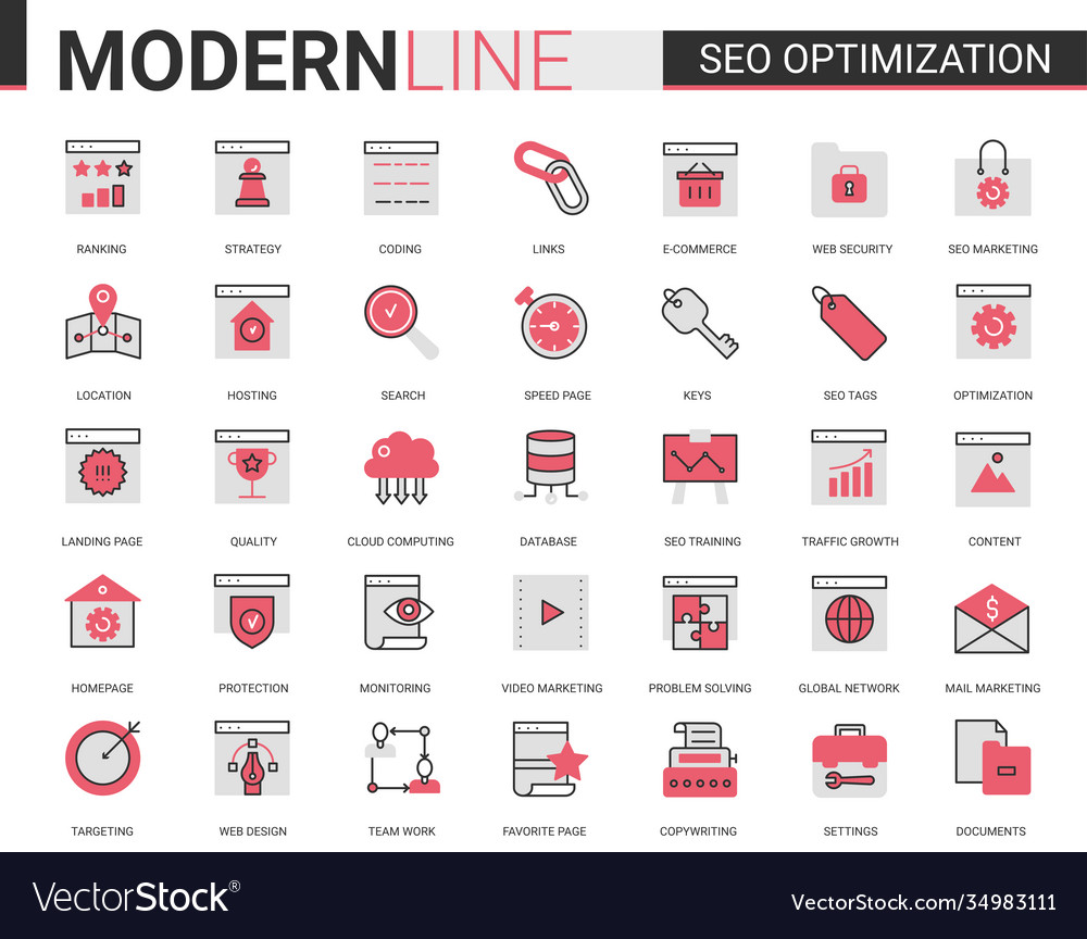 Seo optimization technology flat line icon Vector Image Seo optimization technology flat line icon Vector Image