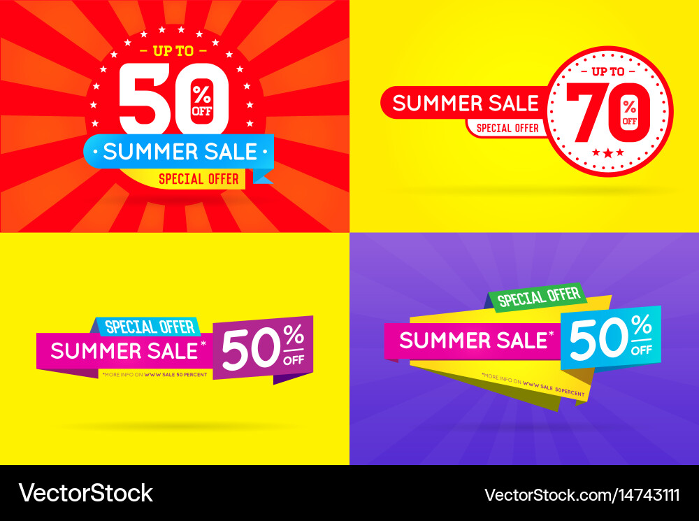 Set sale sign banner poster ready for web Vector Image