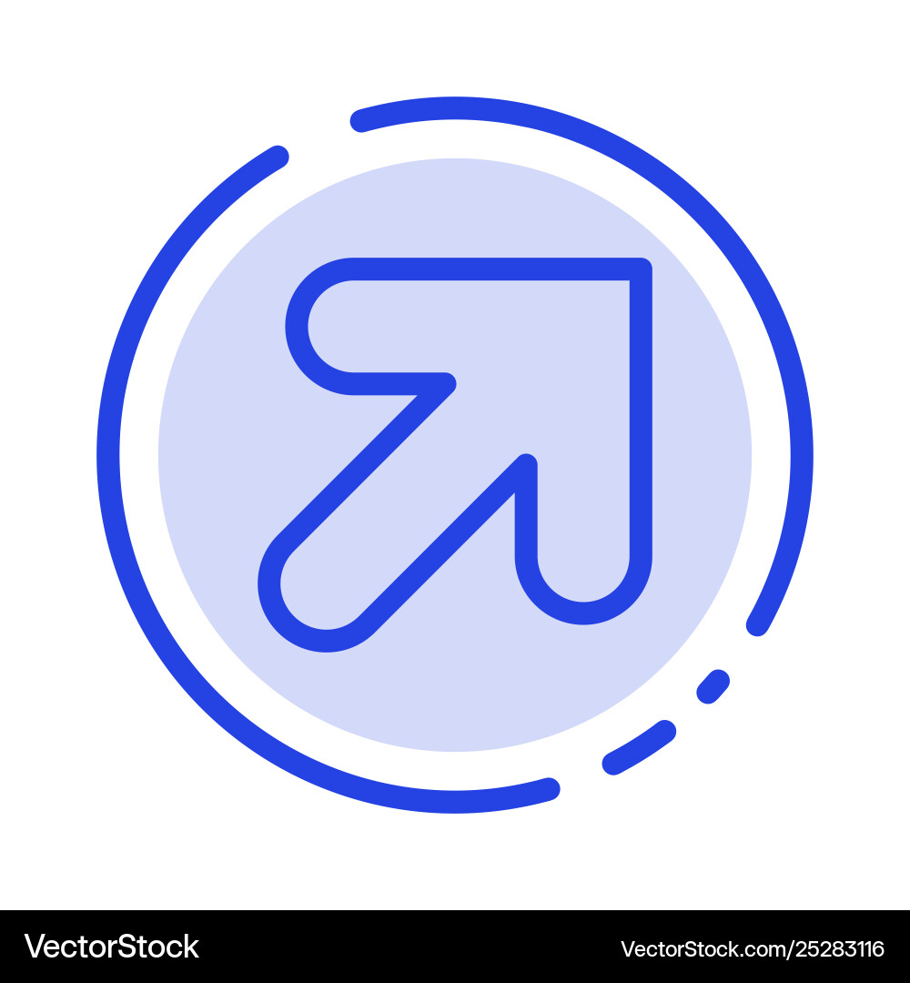 Arrow up right blue dotted line line icon Vector Image