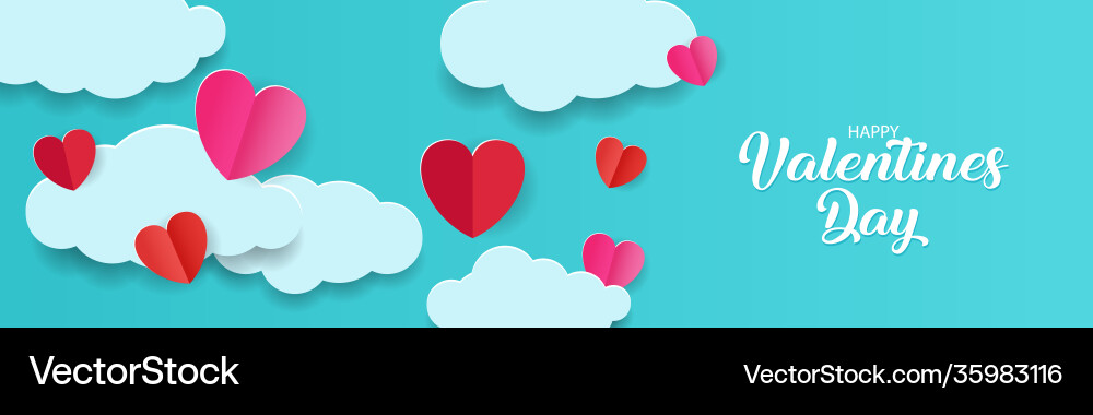 Banner with blue sky and paper cut clouds Vector Image