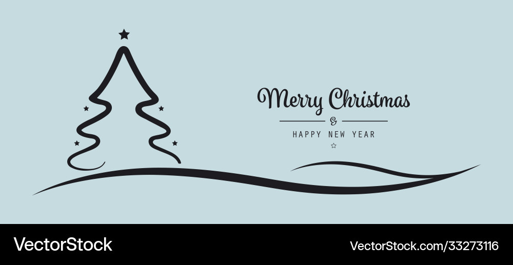 Christmas tree stars lettering greetings blue Vector Image