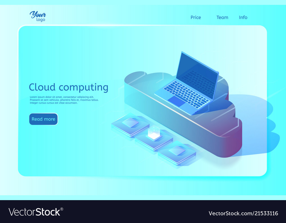 Cloud computing web page template isometric Vector Image Cloud computing web page template isometric Vector Image