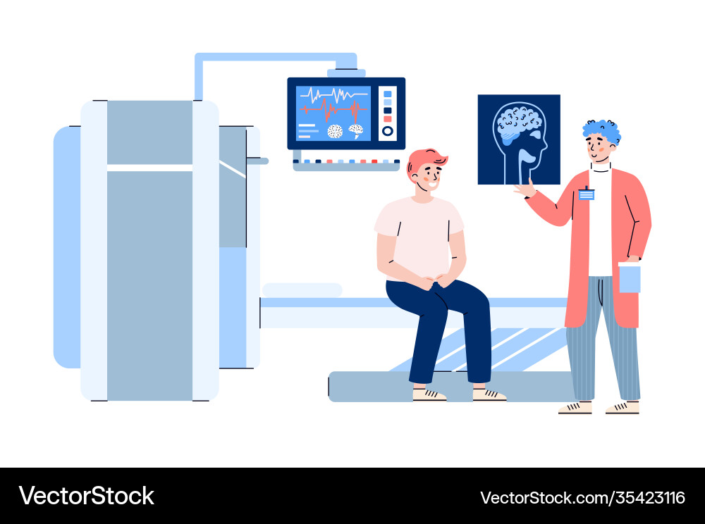 Doctor explaining to patient results mri Vector Image