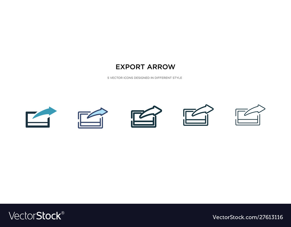 Export arrow icon in different style two colored Vector Image
