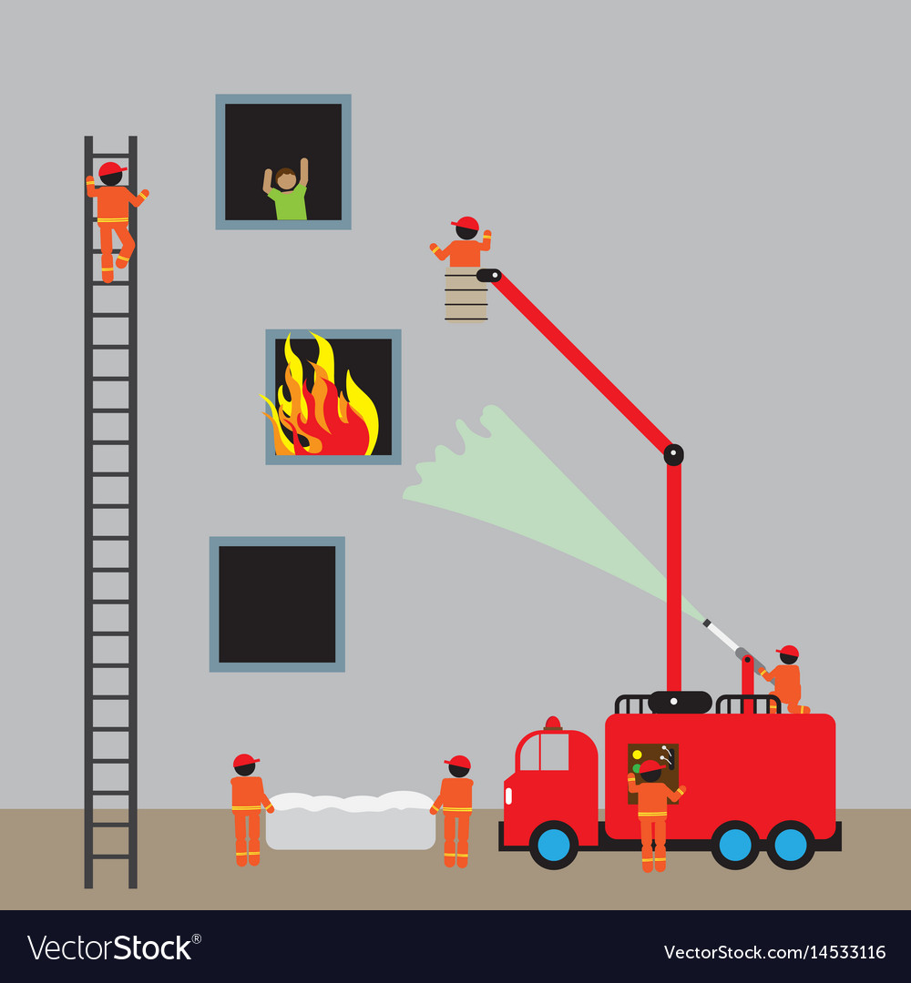 Fire engine firefighting Royalty Free Vector Image