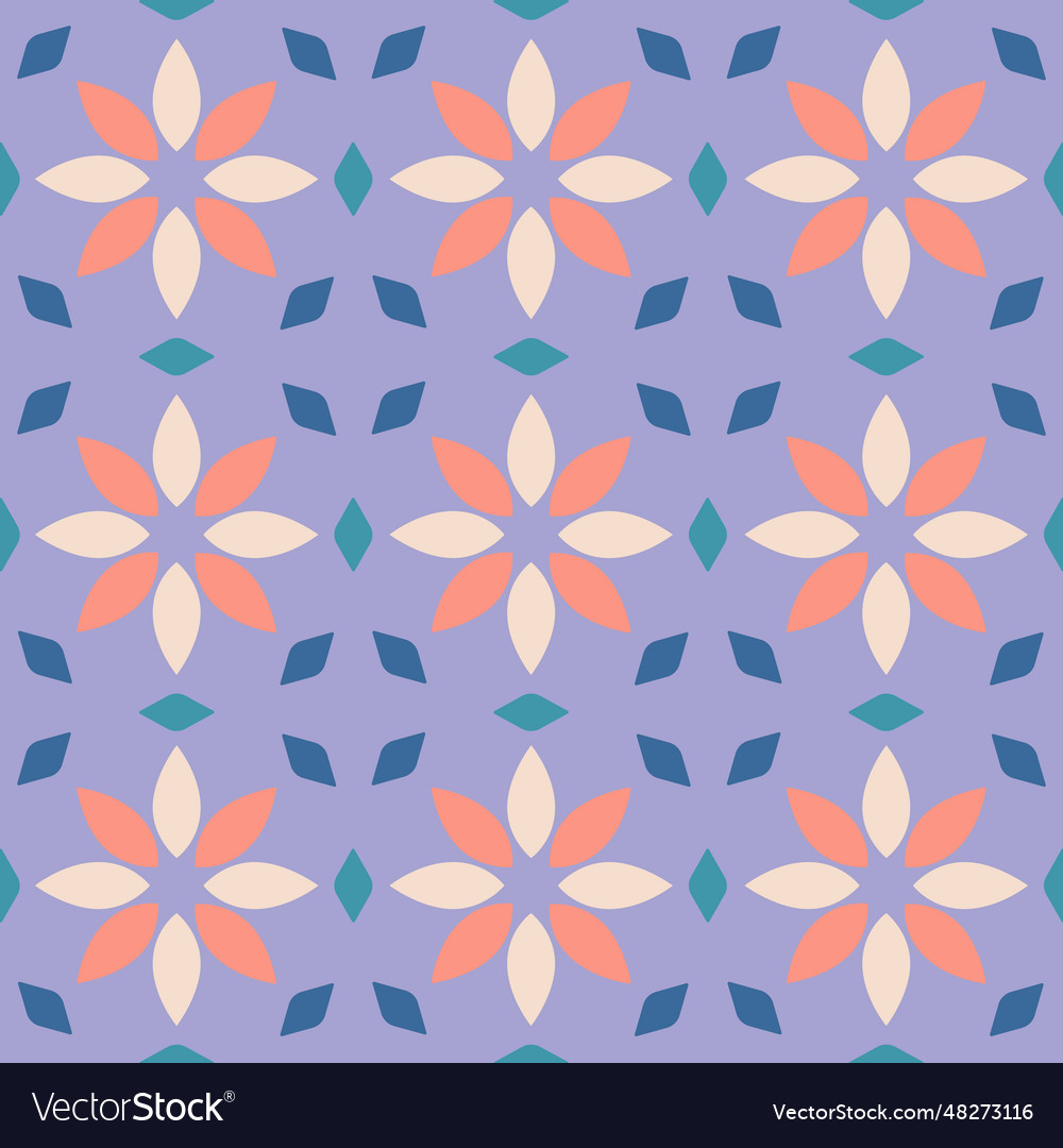 Flat design flower pattern seamless Royalty Free Vector