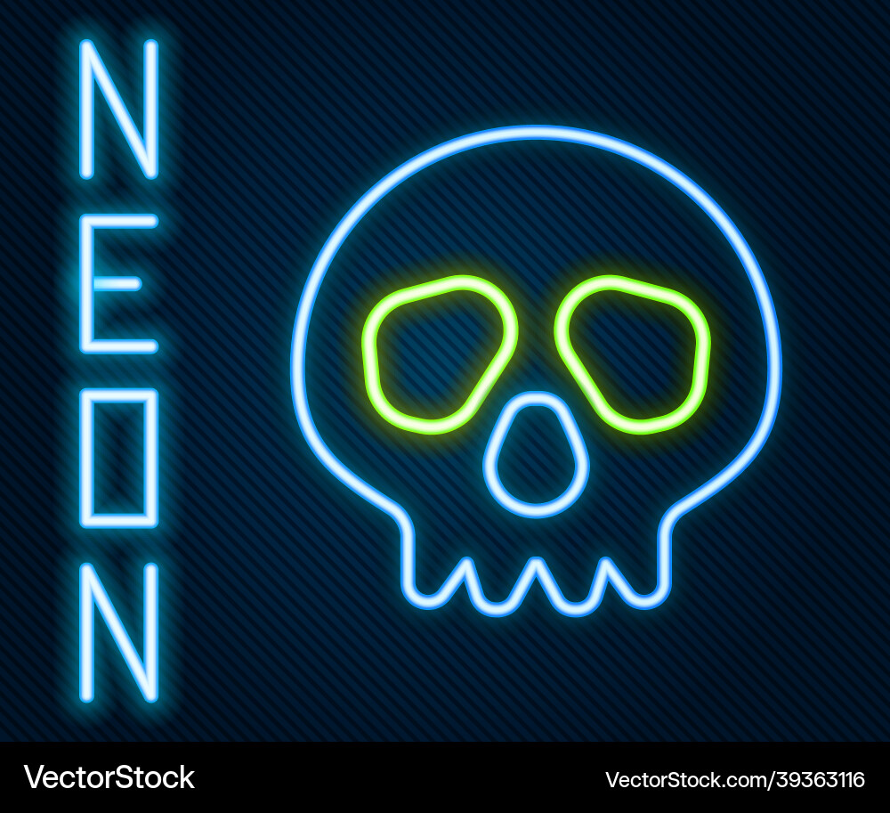 Glowing neon line skull icon isolated on black Vector Image