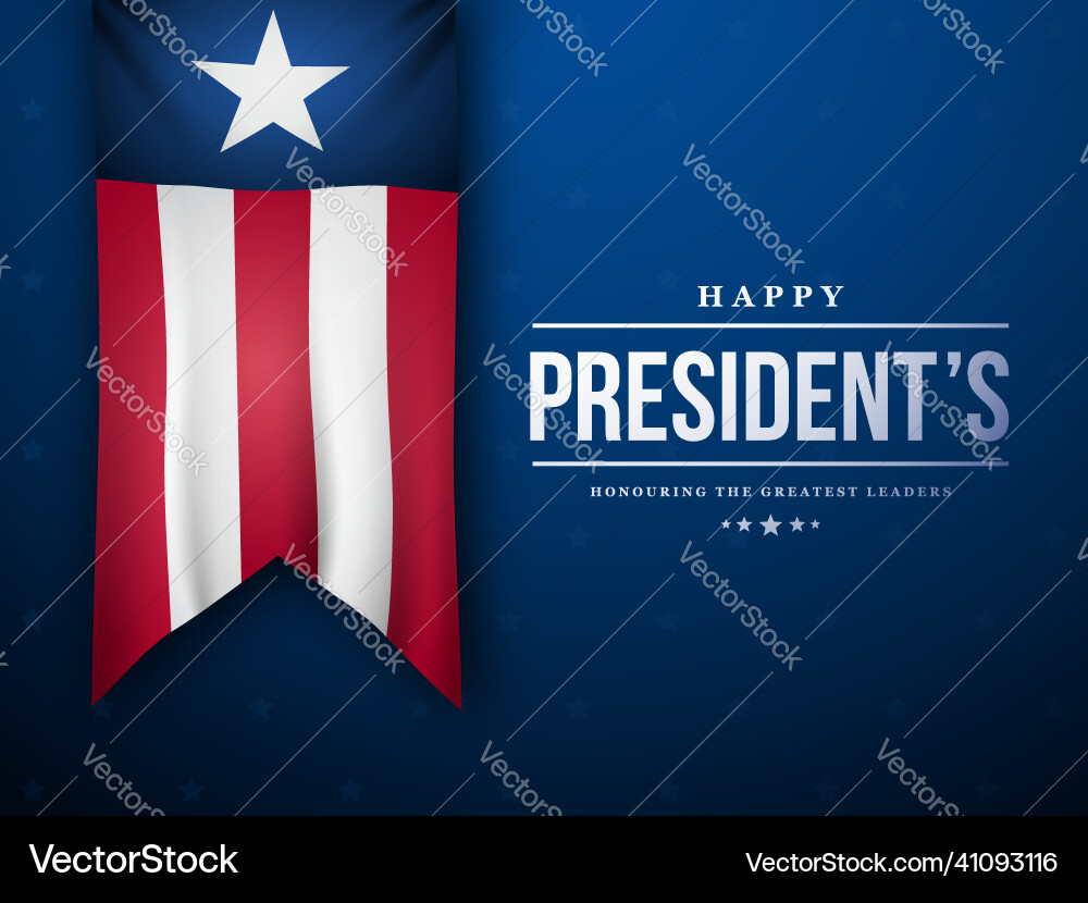 Happy presidents day on blue background Royalty Free Vector